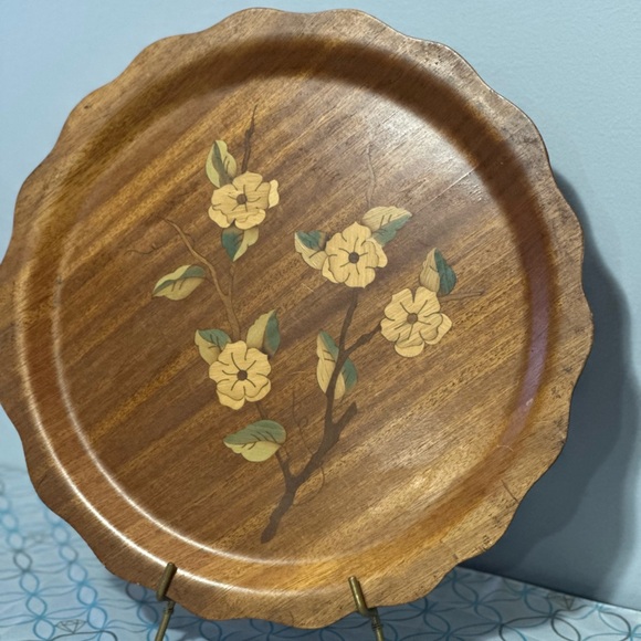 Accents | Vintage Made Of Genuine Mahogany Hand Inlay Tray | Poshmark